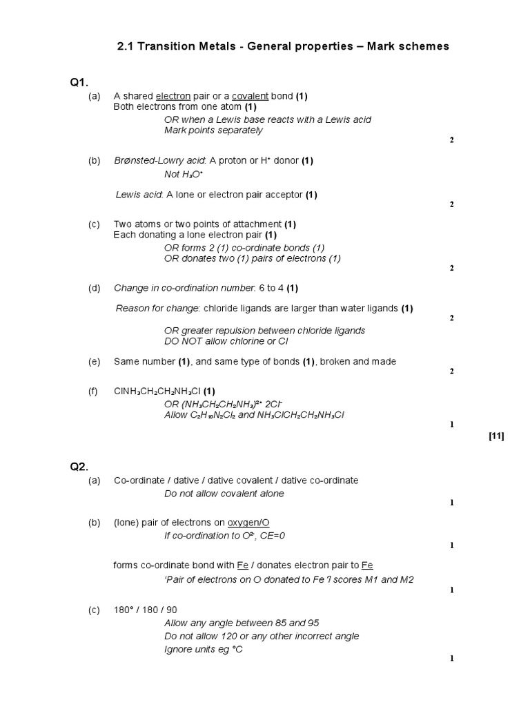Transition Metals: Properties & Reactions | PDF | Chemical Bond ...
