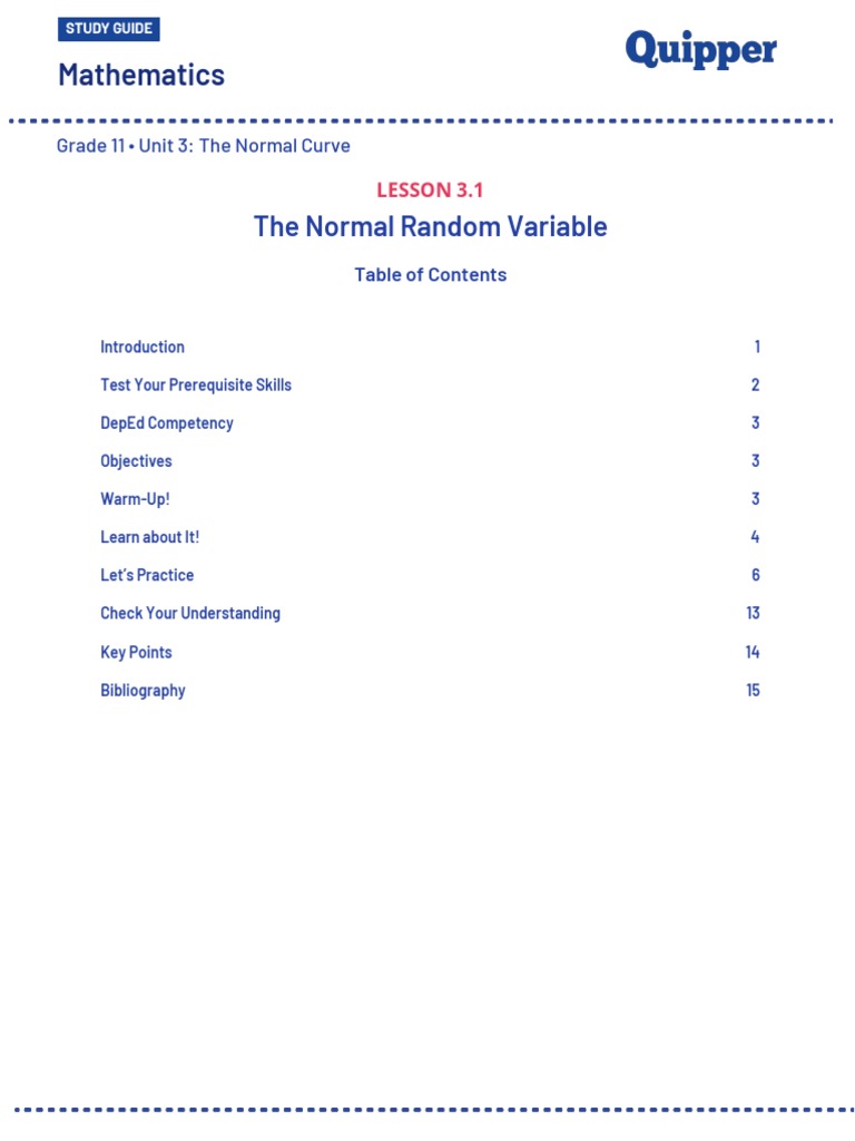 Mathematics: The Normal Random Variable | PDF | Probability ...