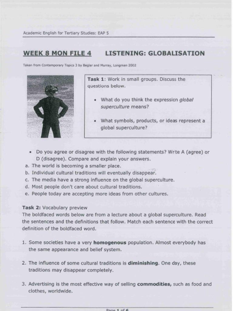 EAP5 Week 8 Mon F4 - Listening Globalisation | PDF
