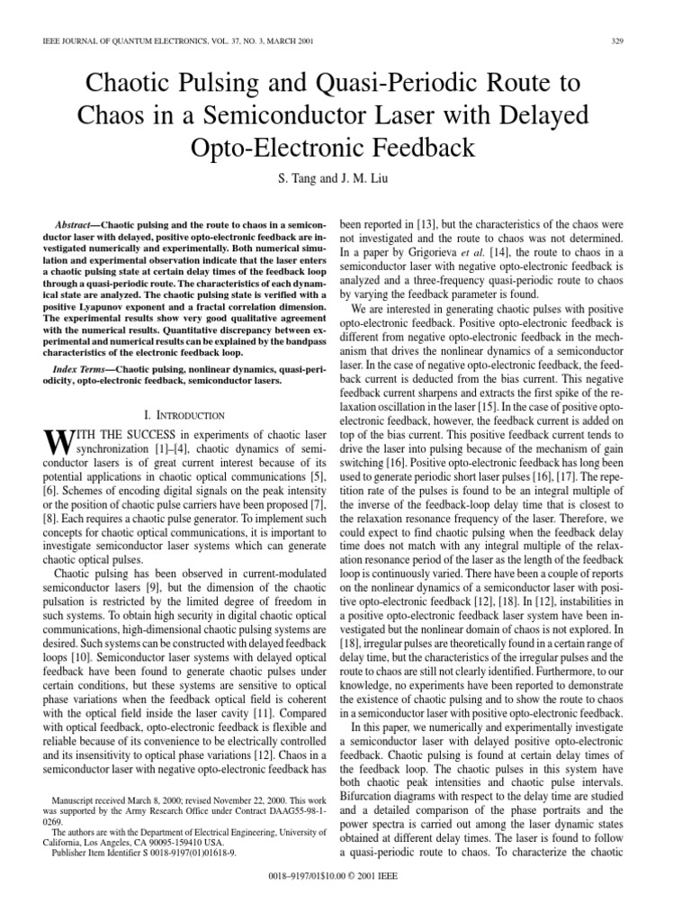 Chaotic Pulsing and Quasi-Periodic Route To Chaos in A Semiconductor ...