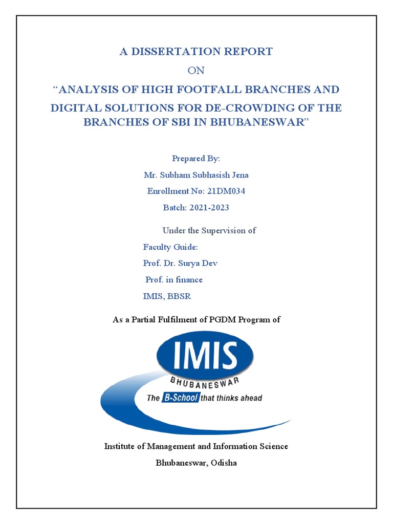 ON "Analysis of High Footfall Branches And: A Dissertation Report | PDF | Banks | Reserve Bank ...