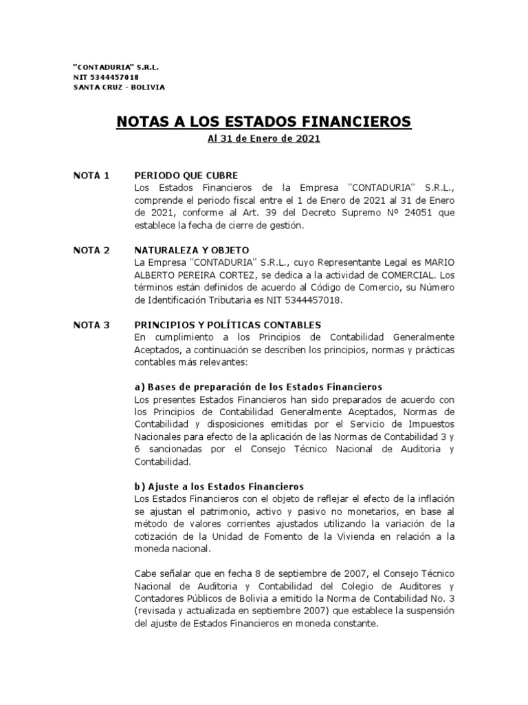 Notas A EEFF Completo | PDF | Contabilidad | Contador