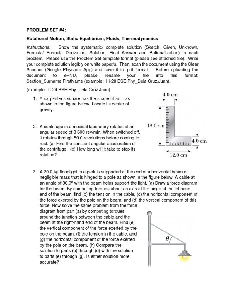Problem Set #4 | PDF | Force | Pressure