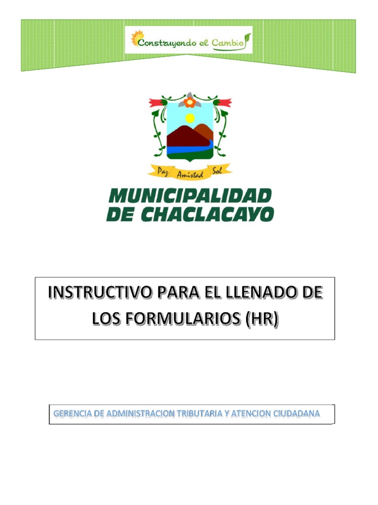 Instructivo para El Llenado Del Formulario (HR) | PDF | Impuestos | Gobierno