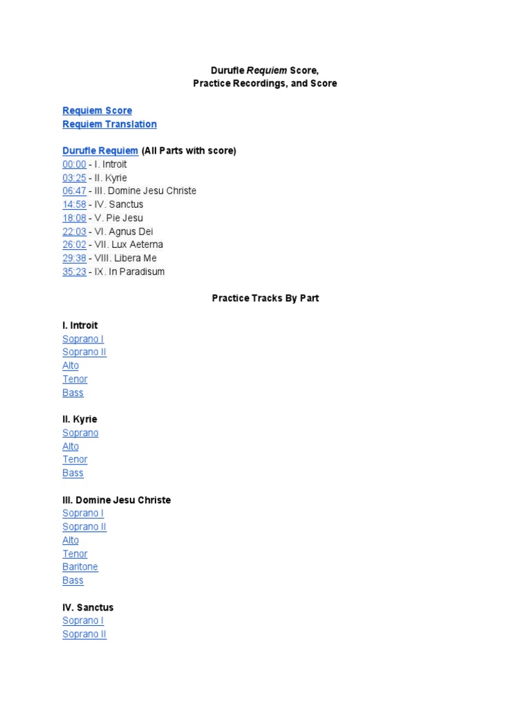 Requiem Score Requiem Translation Durufle Requiem | PDF