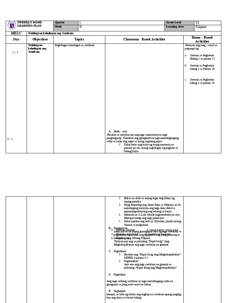 Filipino Q1 W2 | PDF