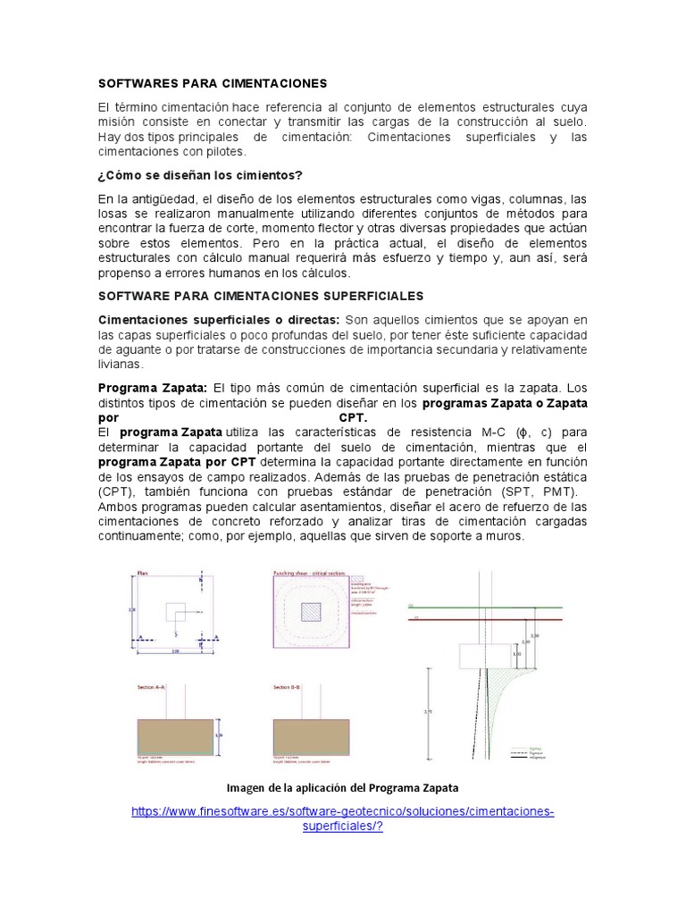 Softwares para Cimentaciones | PDF | Fundación (Ingeniería) | Ingeniería estructural