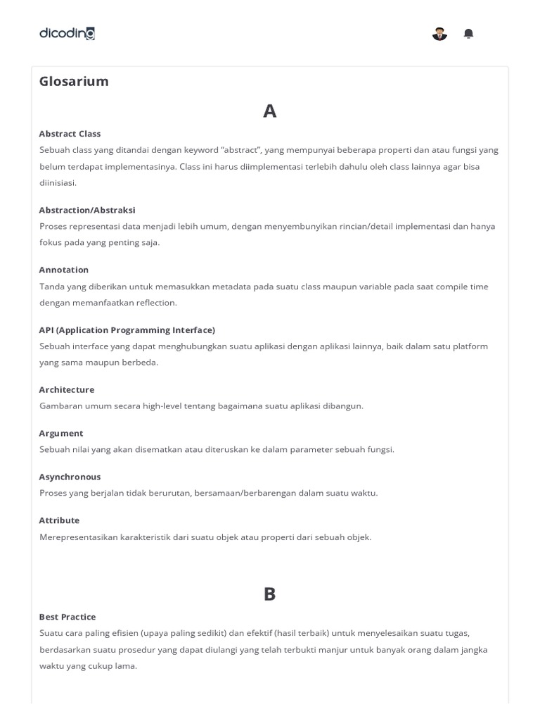 Dicoding Indonesia - Glosarium | PDF