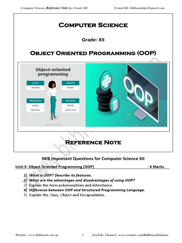 Computer Science: Object Oriented Programming (OOP) | PDF | Object ... Computer Science: Object Oriented Programming (OOP) | PDF | Object ...