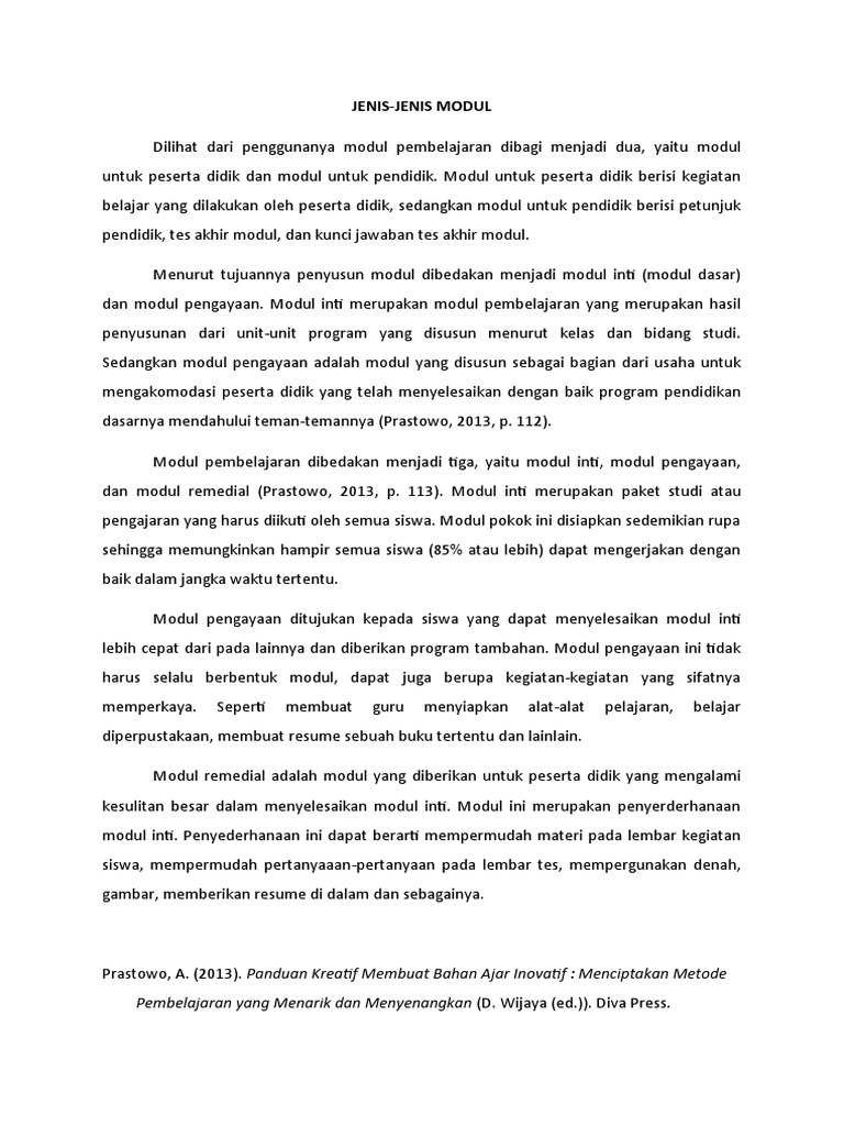 Jenis-Jenis Modul: Pembelajaran Yang Menarik Dan Menyenangkan (D ...