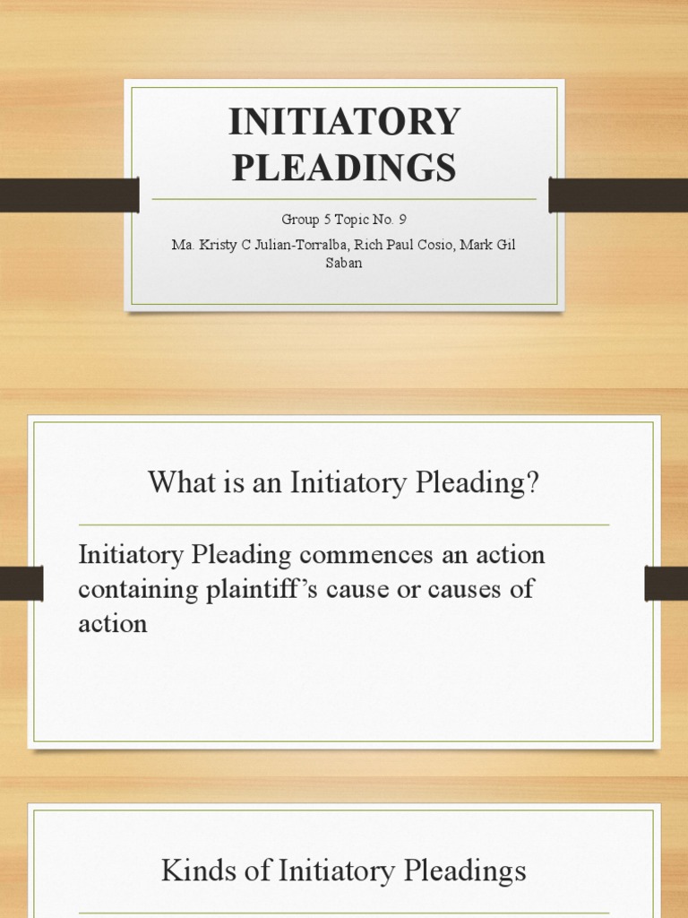 Initiatory Pleadings | PDF