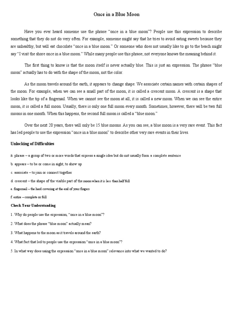 Once in A Blue Moon | PDF