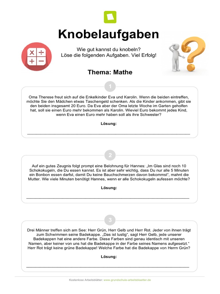 Knobelaufgaben Mathe | PDF