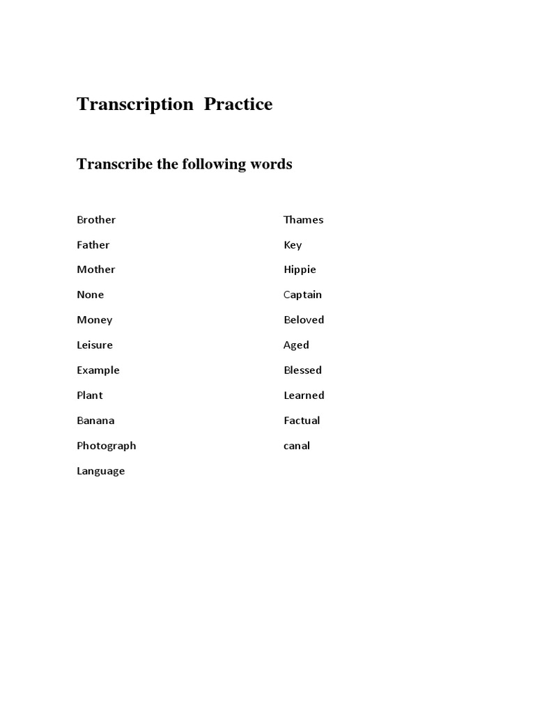 Transcription Practice Exercises | PDF
