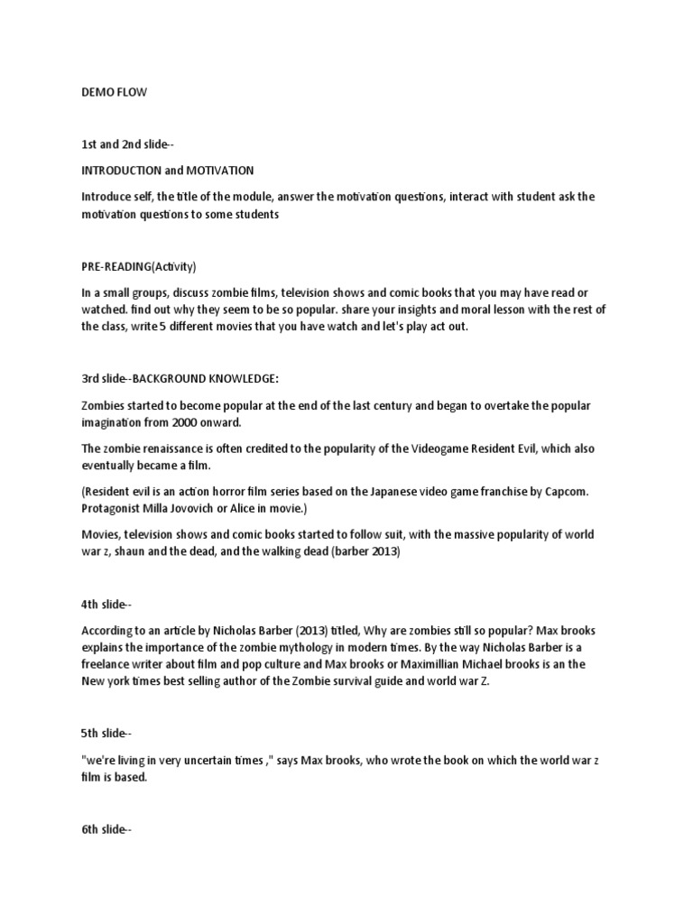 DEMO FLOW Script | Download Free PDF | Apocalyptic And Post Apocalyptic ...