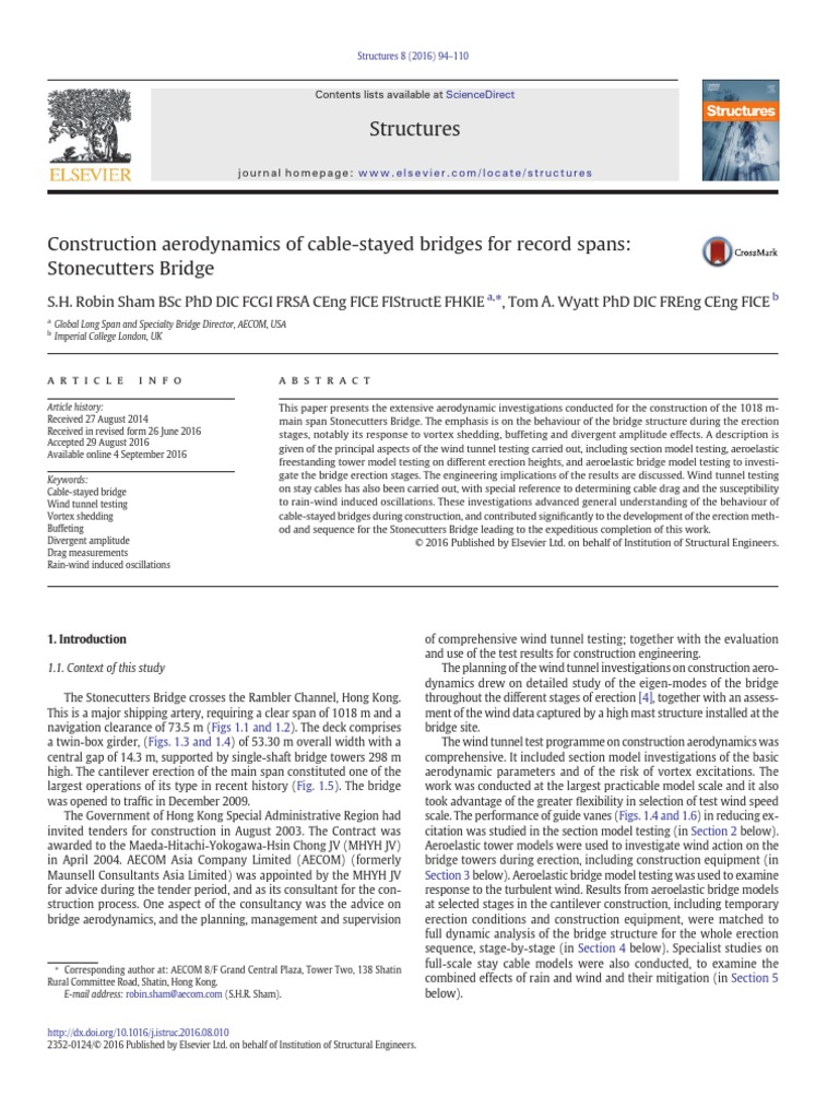 Construction Aerodynamics of Cable-Stayed Bridges For Record Spans ...