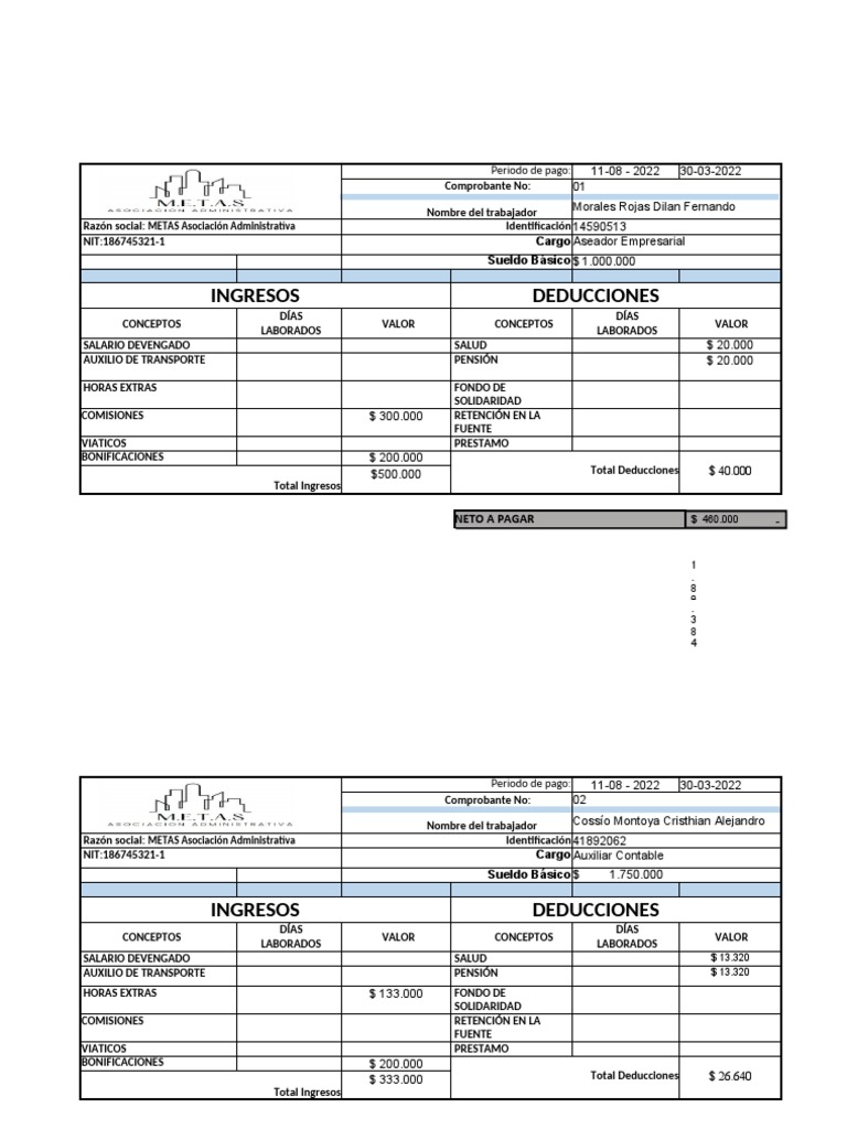 Desprendible de Pago-2 | PDF | Salario | Sueldos y salarios