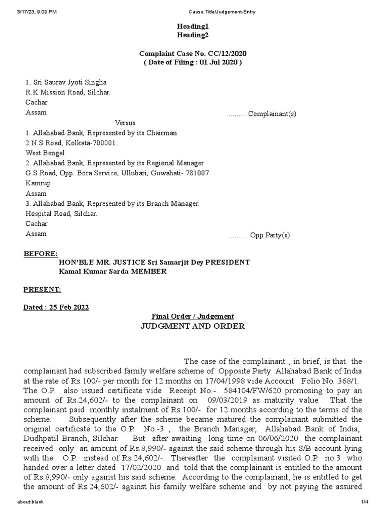 Cause Title - Judgement-Entry 6 | PDF | Interest | Banks