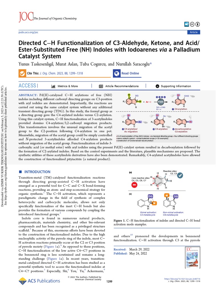 Directed C H Functionalization of C3-Aldehyde, Ketone, and Acid/ Ester ...