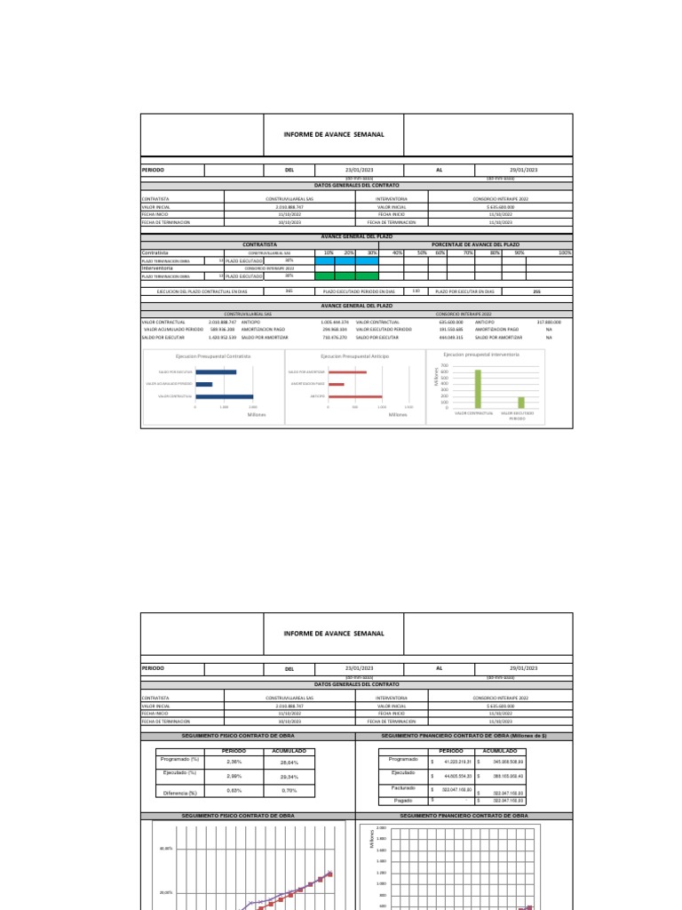 Formato Informe Semanal Interventoría | PDF | Hoja de balance