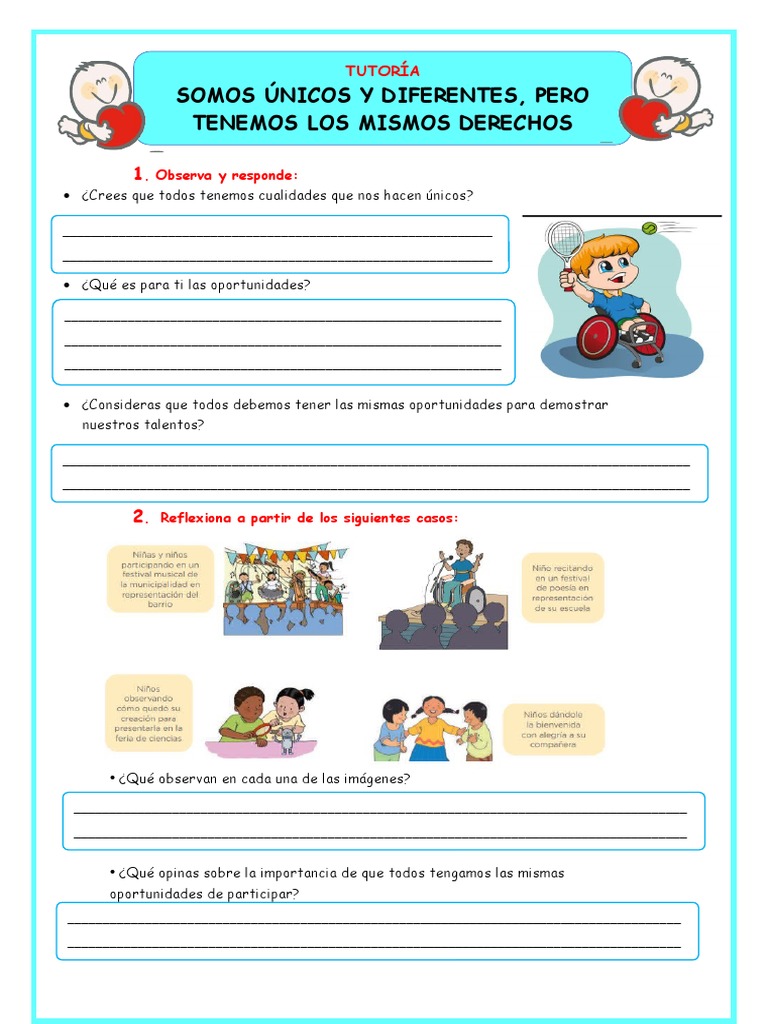 Ficha Tutoria Lunes 14 Somos Unicos y Diferentes | PDF