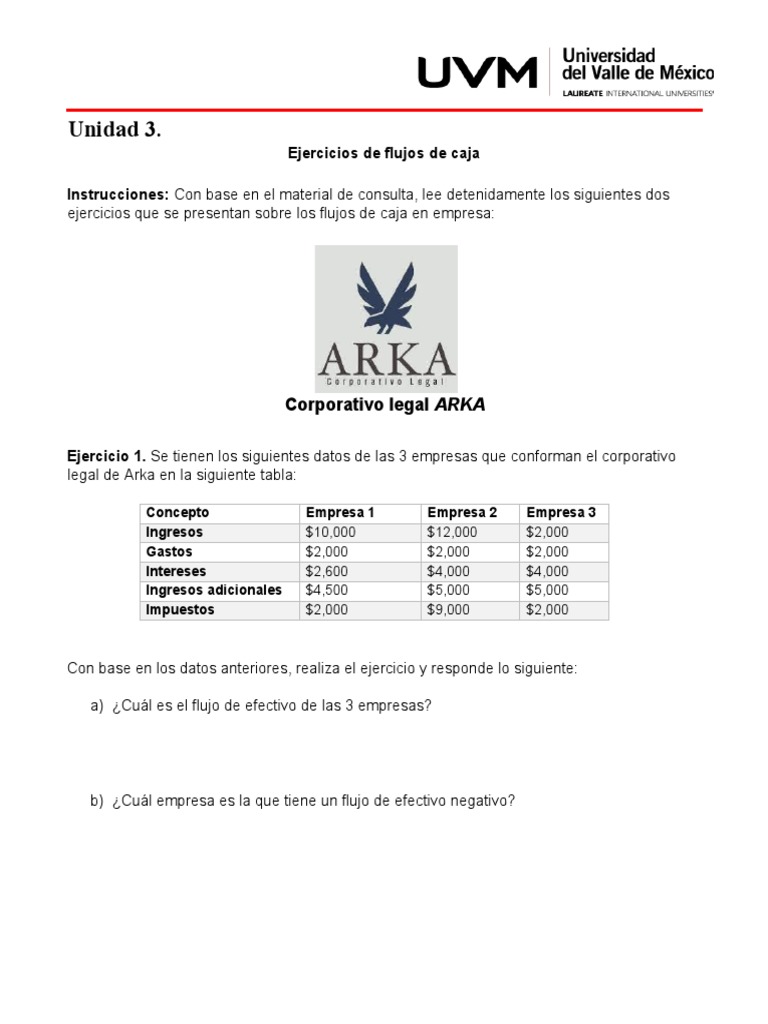 U3 - Actividad4 - Ejercicios de Flujos de Caja | PDF