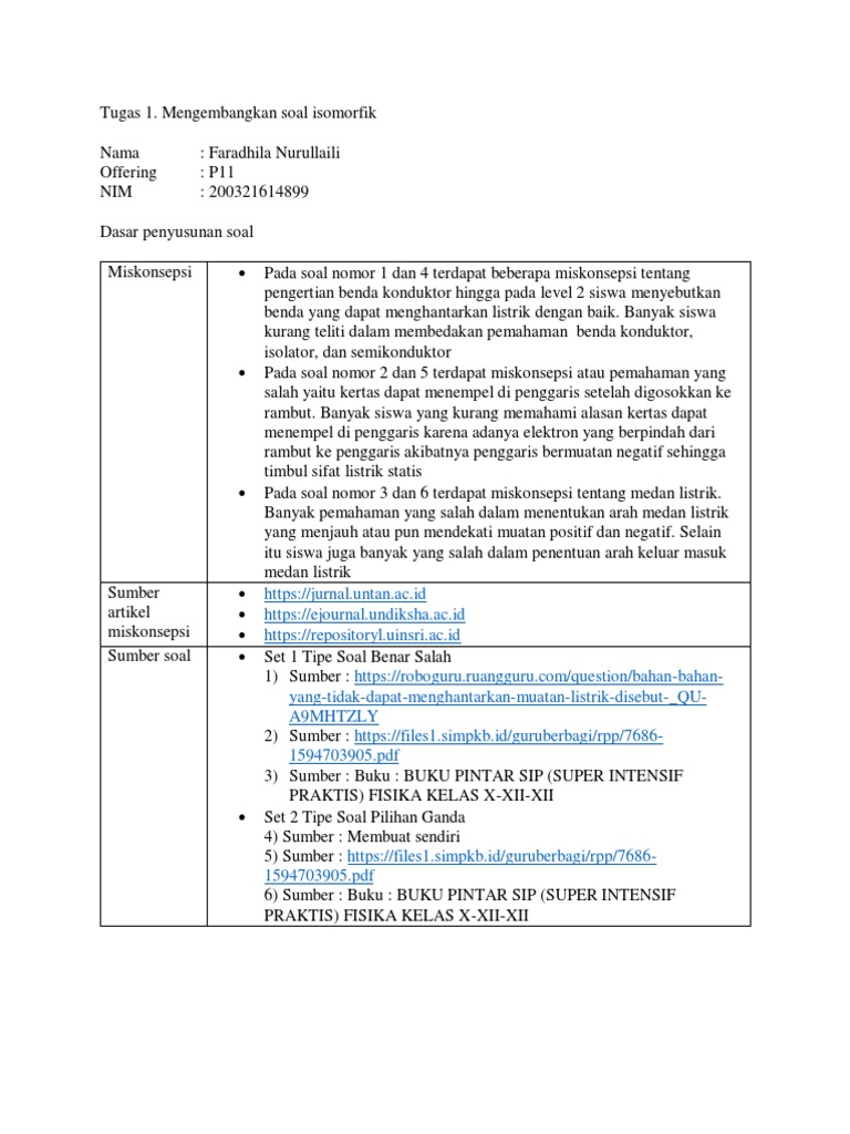 Faradhila Nurullaili - P11 - Tugas Soal Isomorfik Asesmen Berbasis TIK | PDF