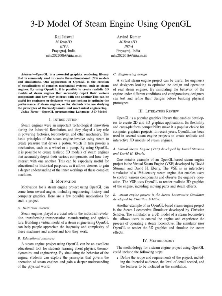 Report Steam Engine (OpenGL) | PDF | 3 D Computer Graphics | Simulation