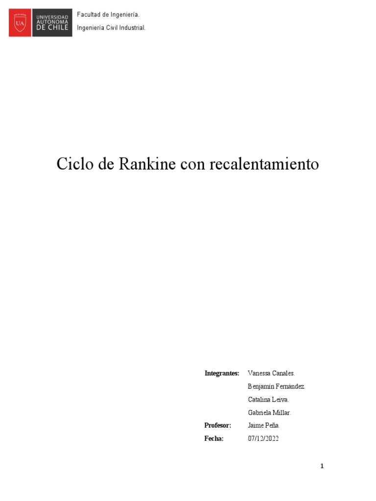Ciclo Rankine con Recalentamiento | PDF | Vapor | Temperatura