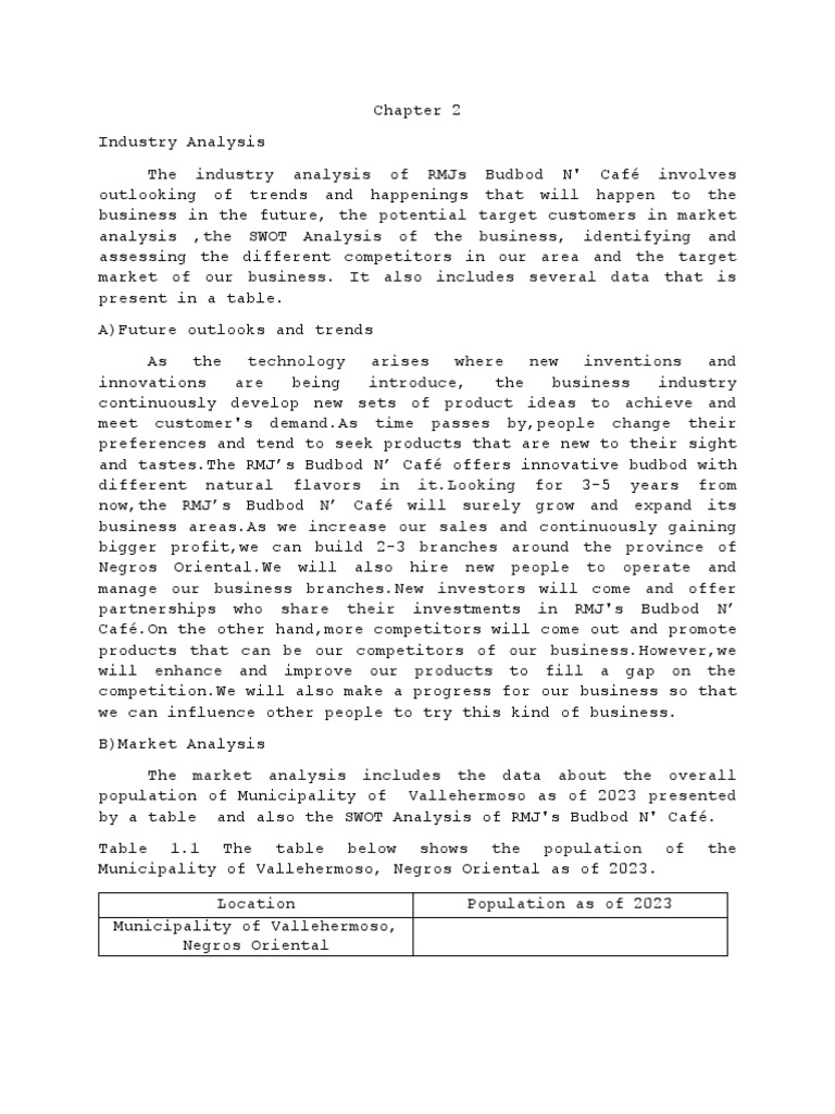 Feasibility Study 1 Pdf Coffee Coffeehouse