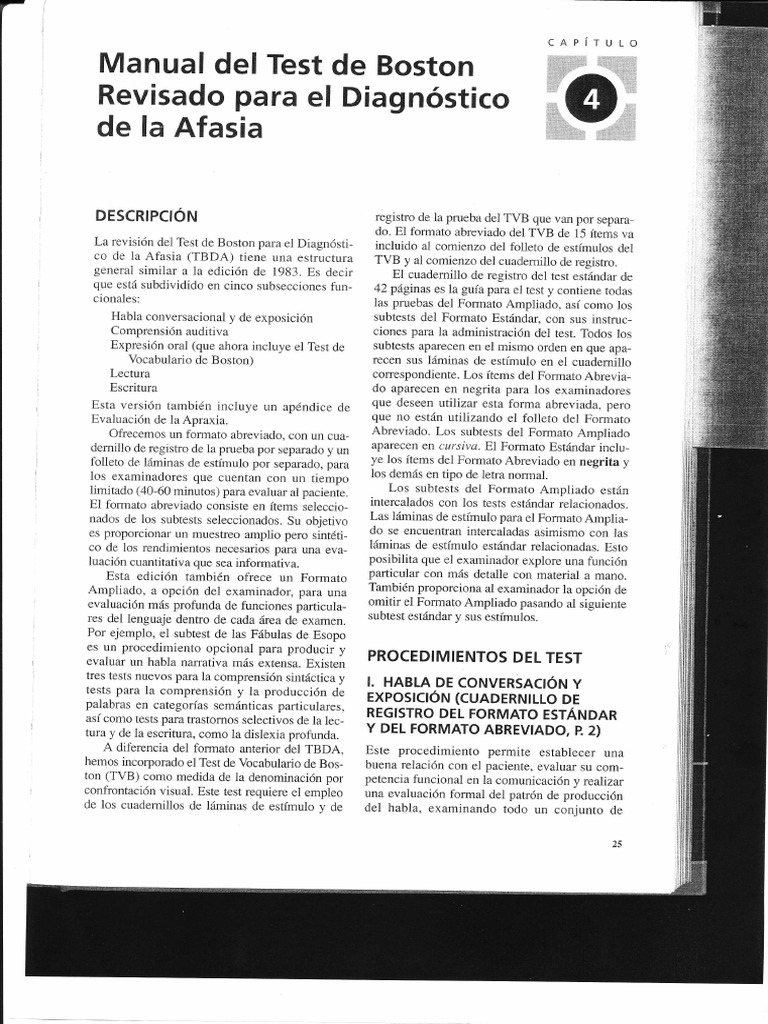 Boston Manual | PDF | Afasia | Oración (Lingüística)