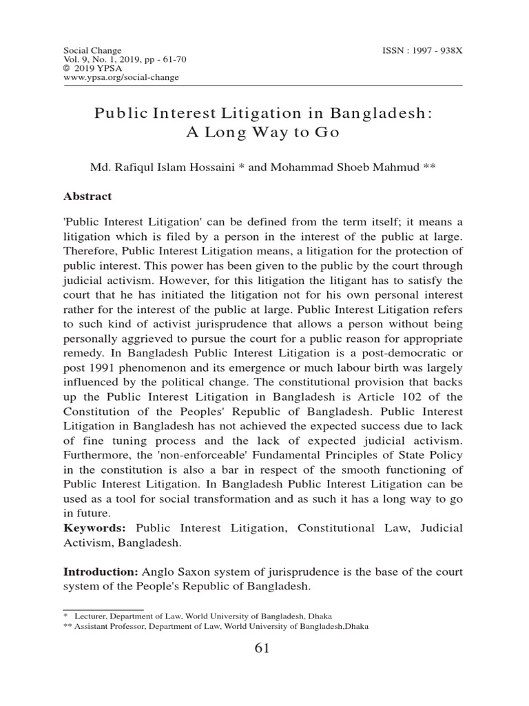 Public Interest Litigation in Bangladesh | PDF | Lawsuit | Legal Remedy