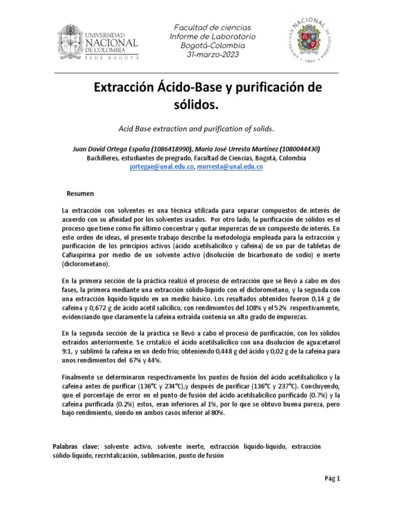 Extracción Ácido-Base y Purificación de Sólidos.: Acid Base Extraction ...