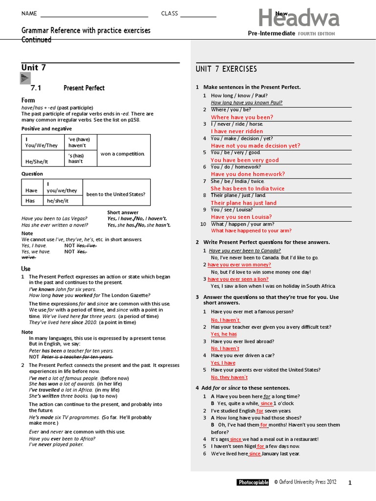 Unit 7: Grammar Reference With Practice Exercises Continued Unit 7 Exercises | PDF | Linguistic ...