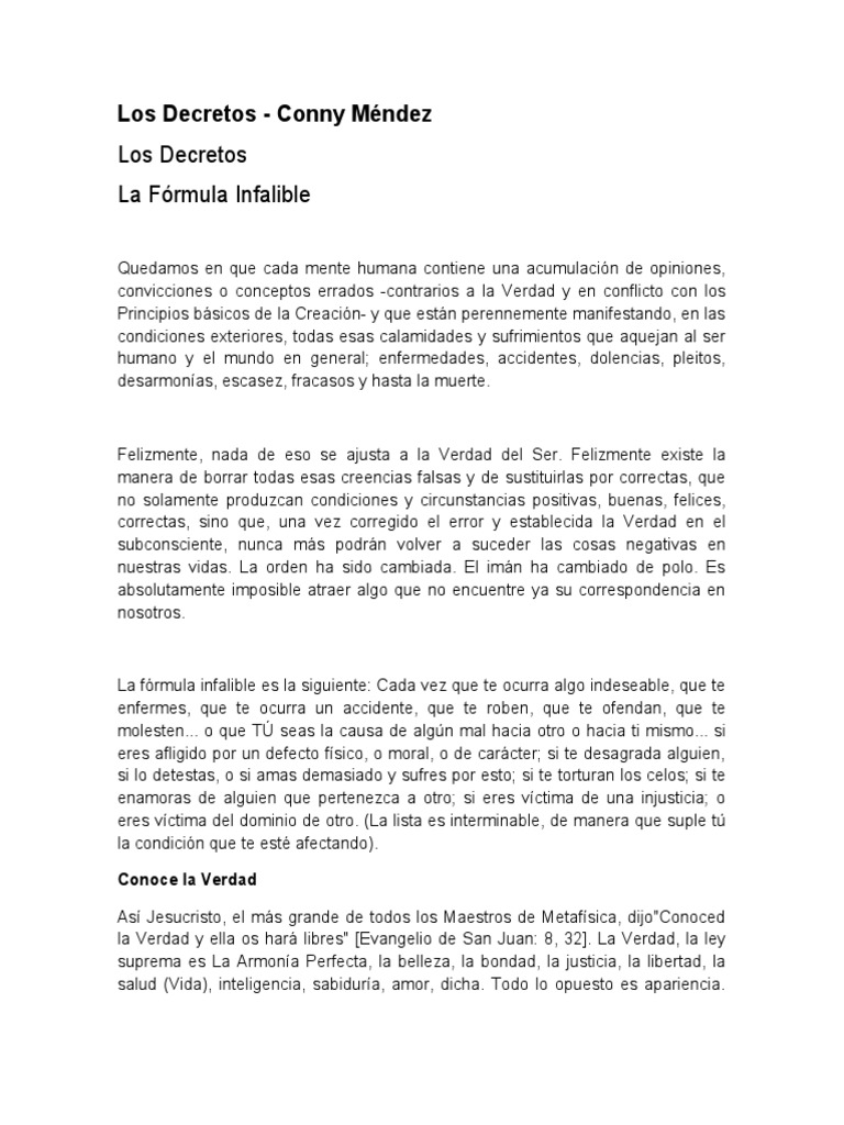 Los Decretos Conny Mendez | PDF | Verdad | Amor