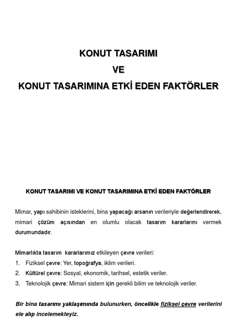Konut Tasarimi Ve Konut Tasarimina Etki̇ Eden Faktörler | PDF