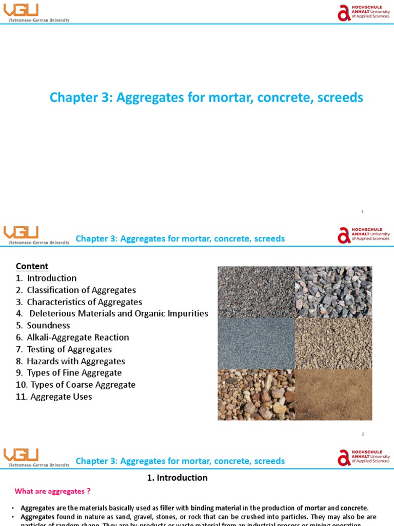 Chapter 3: Aggregates For Mortar, Concrete, Screeds | PDF | Technology ...