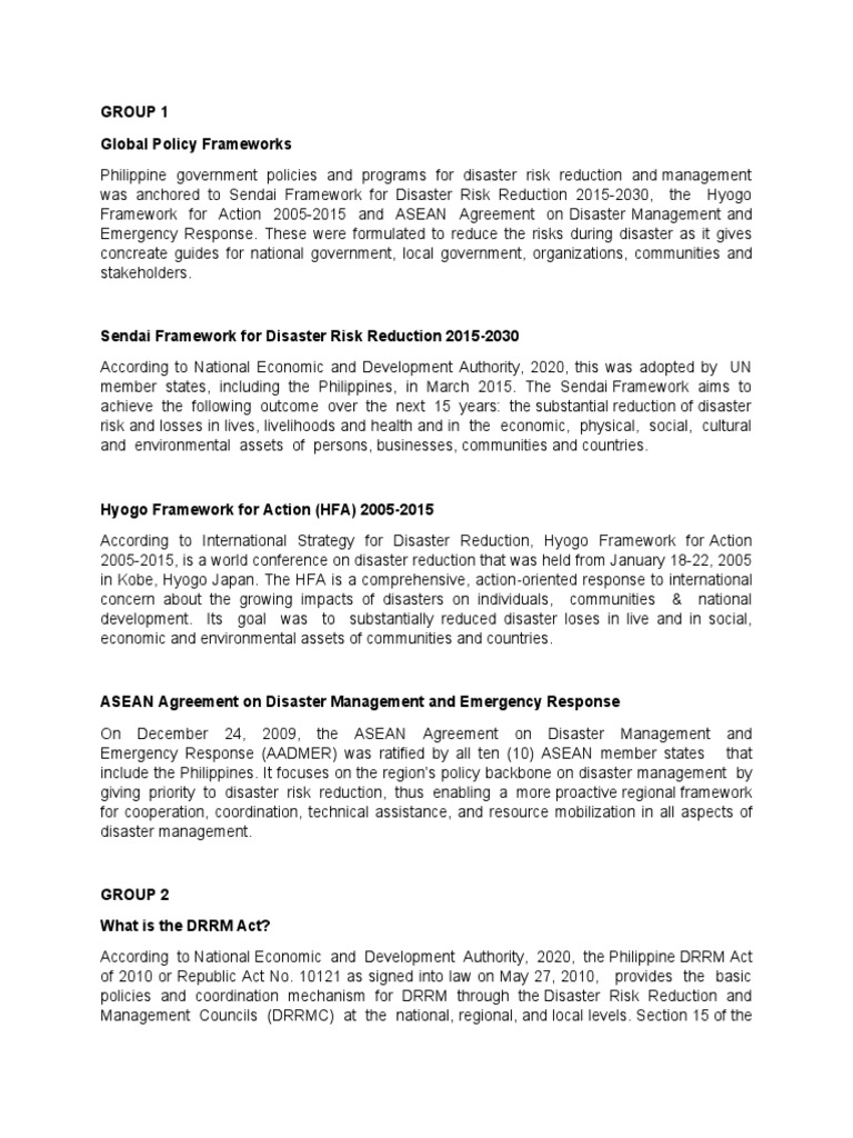 Global-Policy-Frameworks-DRRMC | PDF | Disaster Risk Reduction ...