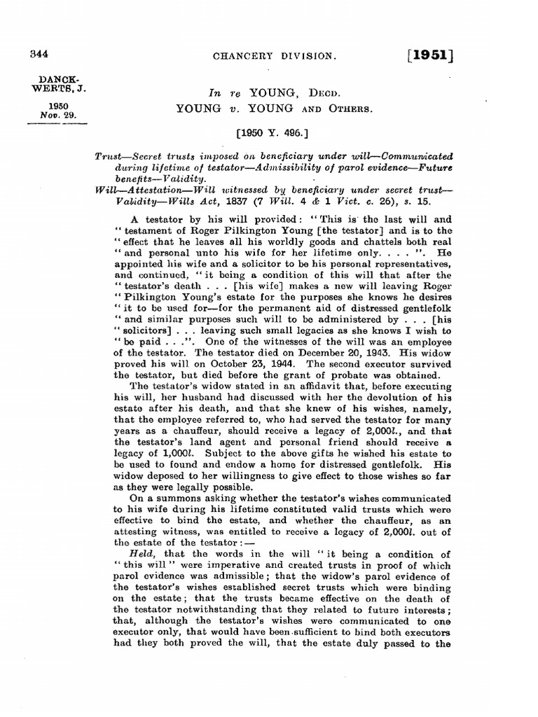 Re Young (1951) CH 344 | PDF