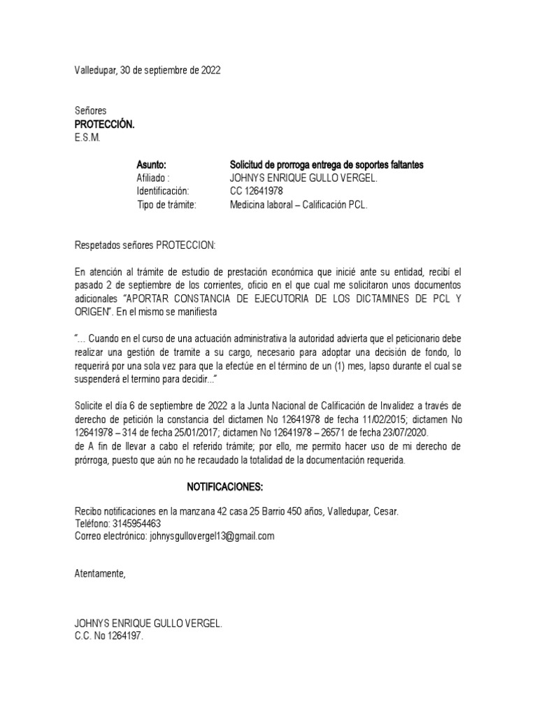 Solicitud de Prorroga | PDF