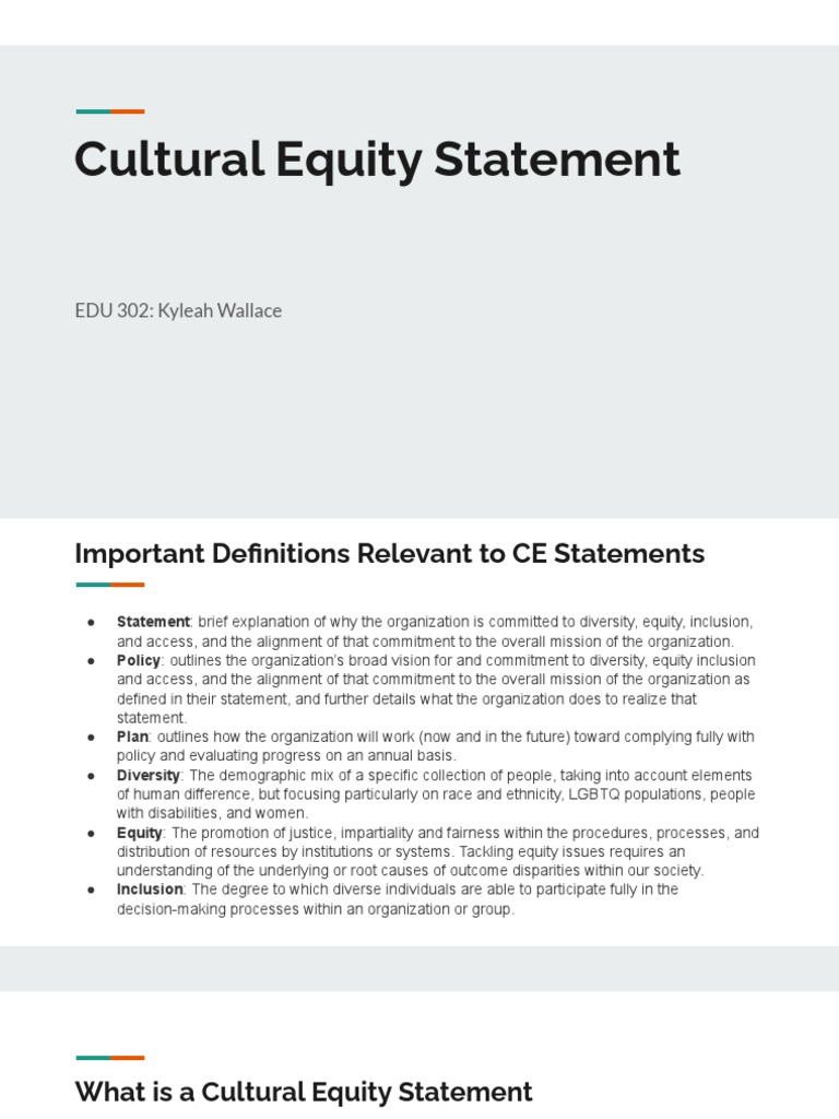 Cultural Equity Statement Overview | PDF | Policy | Multiculturalism