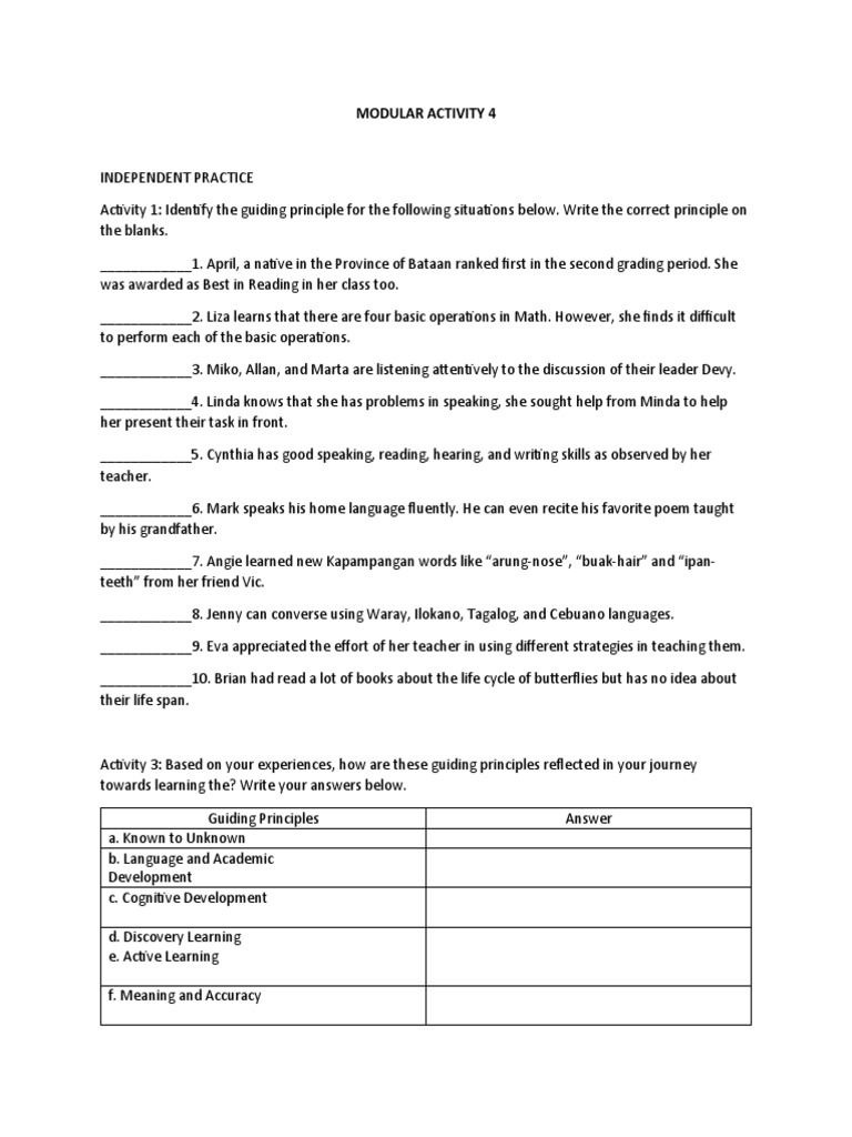 Modular Activity | PDF