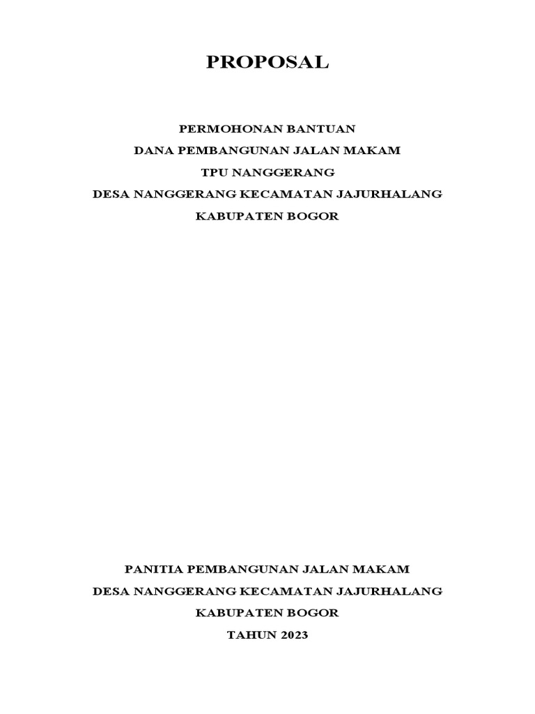 Proposal Perbaikan Jalan TPU | PDF