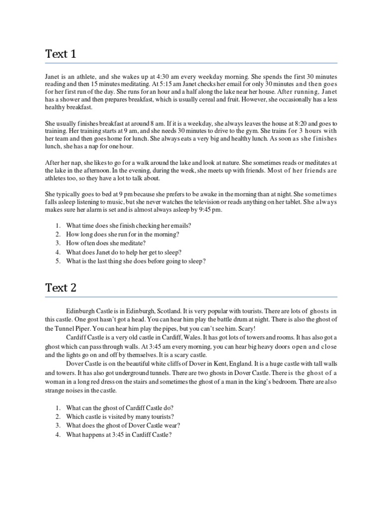 Reading Comprehension 1 | PDF | Lunch