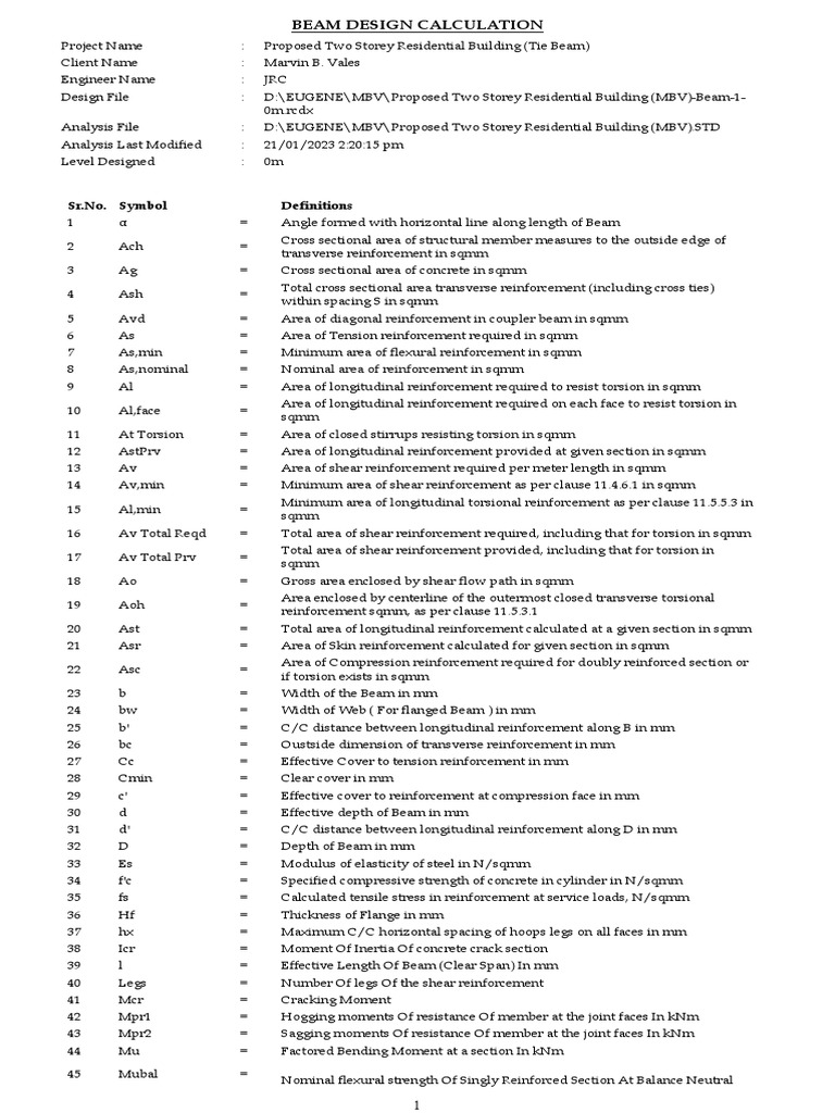 Beam Design Calculation Sheet | PDF | Mechanical Engineering | Civil ...