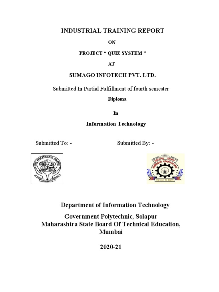 Inddustrial Training Sample Report | PDF | Software Testing ...