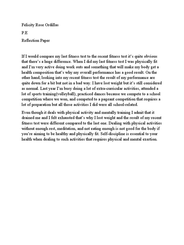 Fitness Test Reflection and Insights | PDF