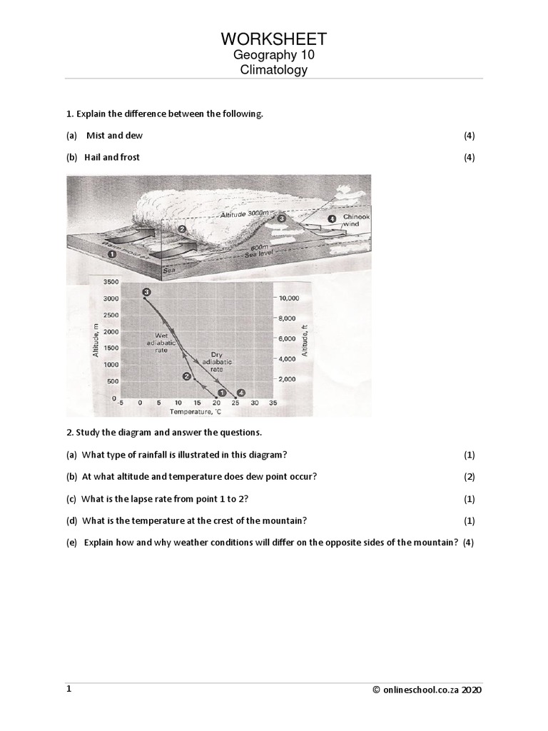 Worksheet: Geography 10 Climatology | PDF | Climatology | Temperature