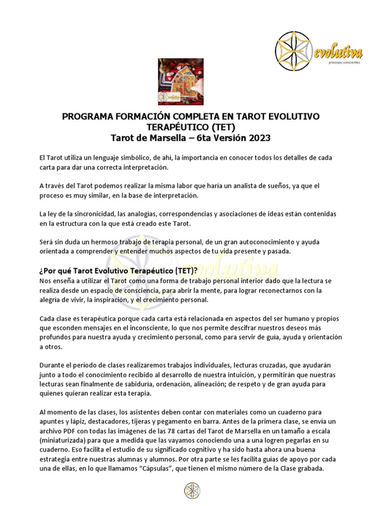 Evolutiva Programa Tarot Evolutivo 2023 | PDF | Tarot | Ciencia cognitiva