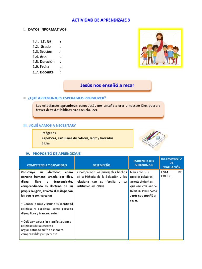 D3 A2 SESION Jesús Nos Enseñó A Rezar | PDF | orador del Señor | Oración